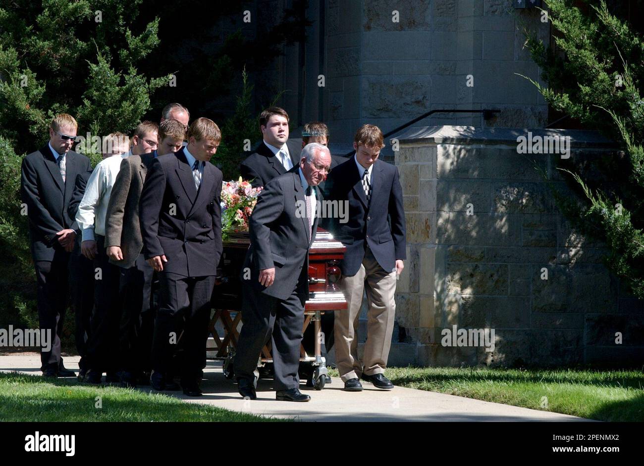 Pallbearers carry the casket of Samantha Spady from the Centenary ...