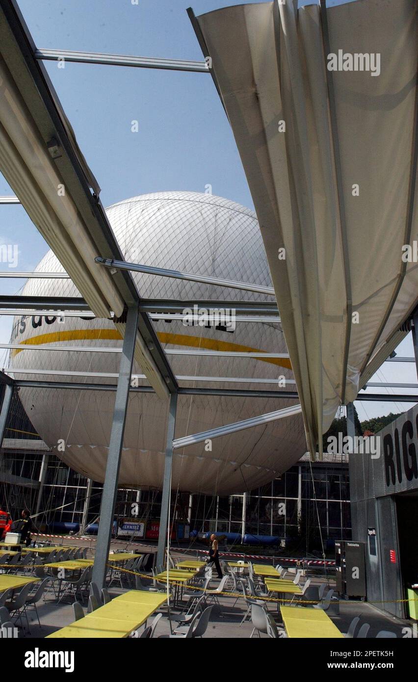 A tethered helium-filled balloon known as the Hiflyer, which can lift ...