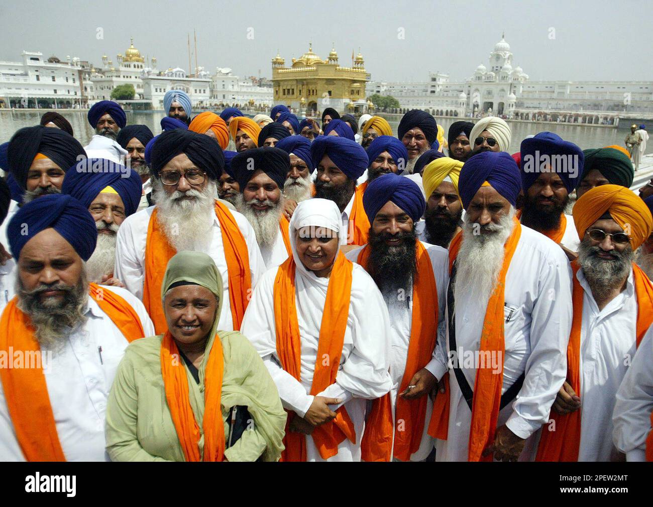 Newly elected members of the Shiromani Gurdwara Parbandhak Committee, the world's biggest Sikh ...