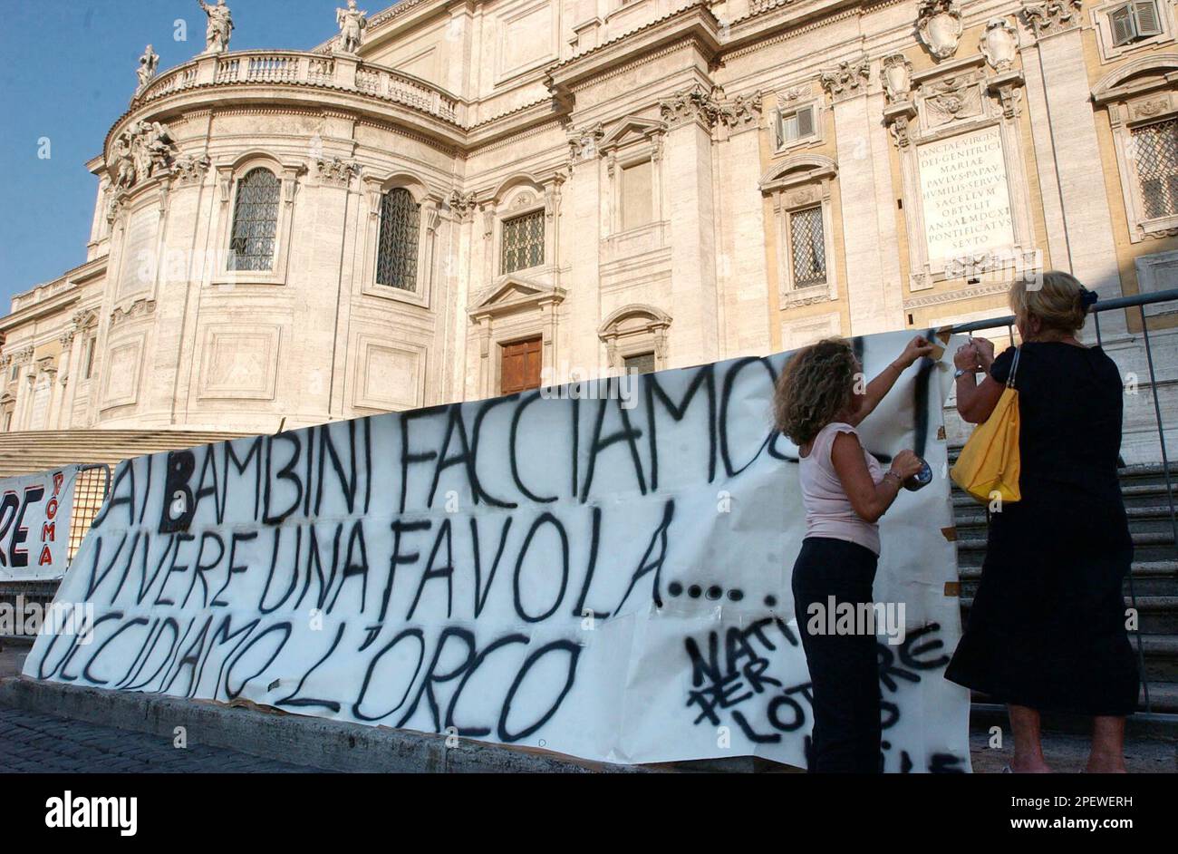 Activists of the Italian far-right-wing group Fiamma Tricolore set a ...