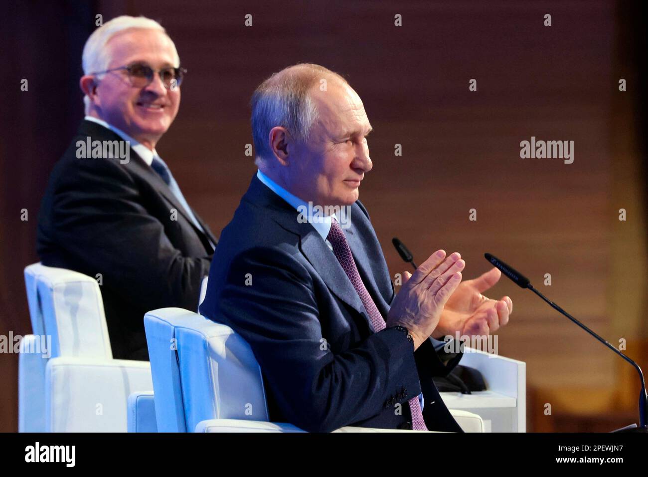 Russian President Vladimir Putin, right, and head of the Russian Union ...