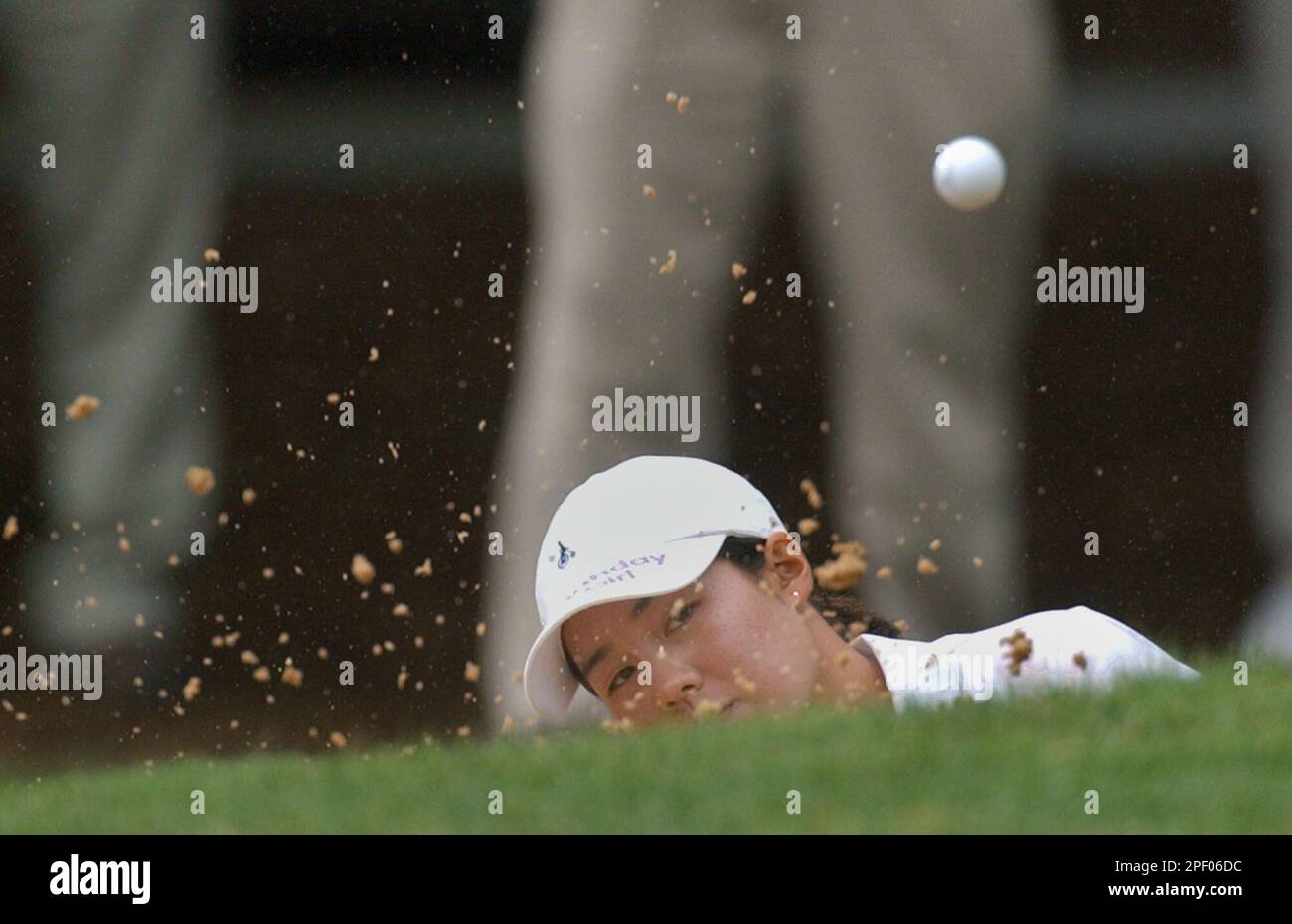 Aree Song, of South Korea, hits from the bunker on the 9th hole during ...