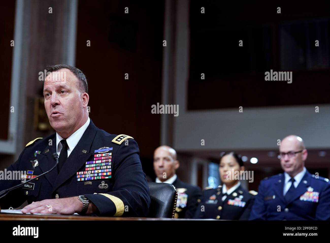 Lt. Gen. Michael E. Kurilla,left, testifies during a Senate committee ...