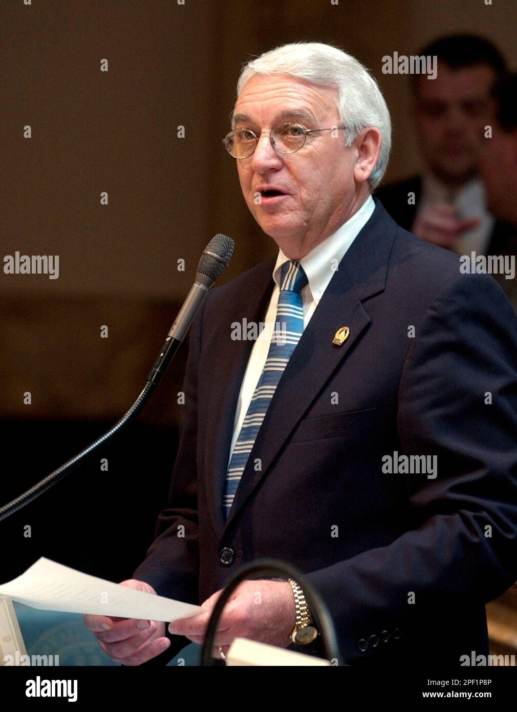 Sen. Vernie McGaha, R-Russell Springs, speaks on the Senate floor about ...