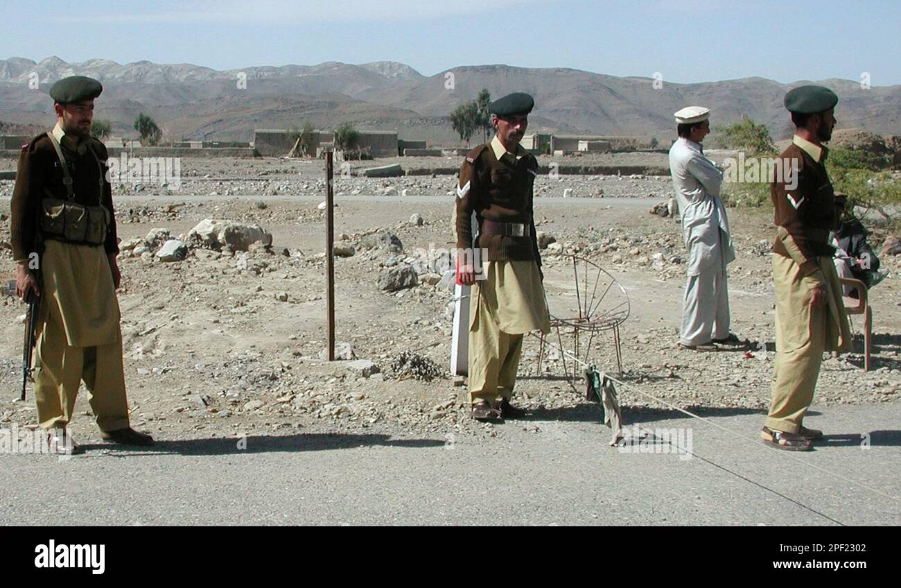 Troops of Pakistan para-military forces stand guard at a newly ...