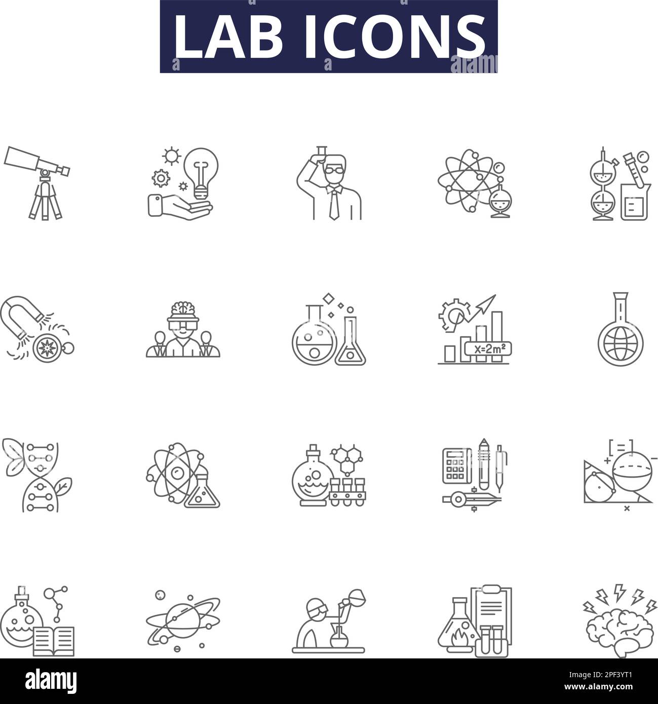Laborsymbole Linienvektorsymbole und -Zeichen. Symbole, Test, Forschung ...