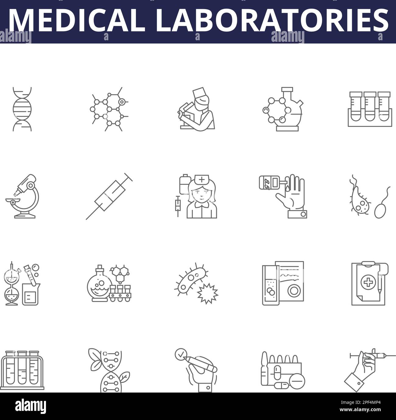 Medizinische Labors Linienvektorsymbole und -Zeichen. Analyse, Tests ...