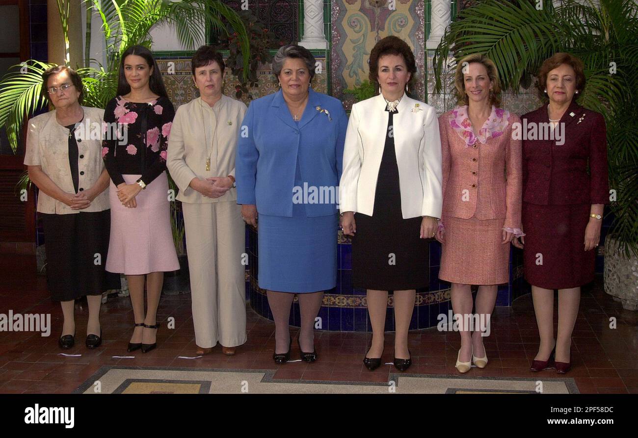 First Ladies, from left, Lila Abaunza de Bolanos of Nicaragua, Evelyn ...