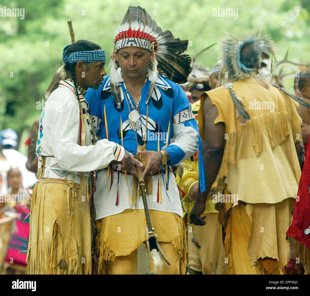 Narragansett Indian Chief Sachem Matthew Thomas, right, talks with ...
