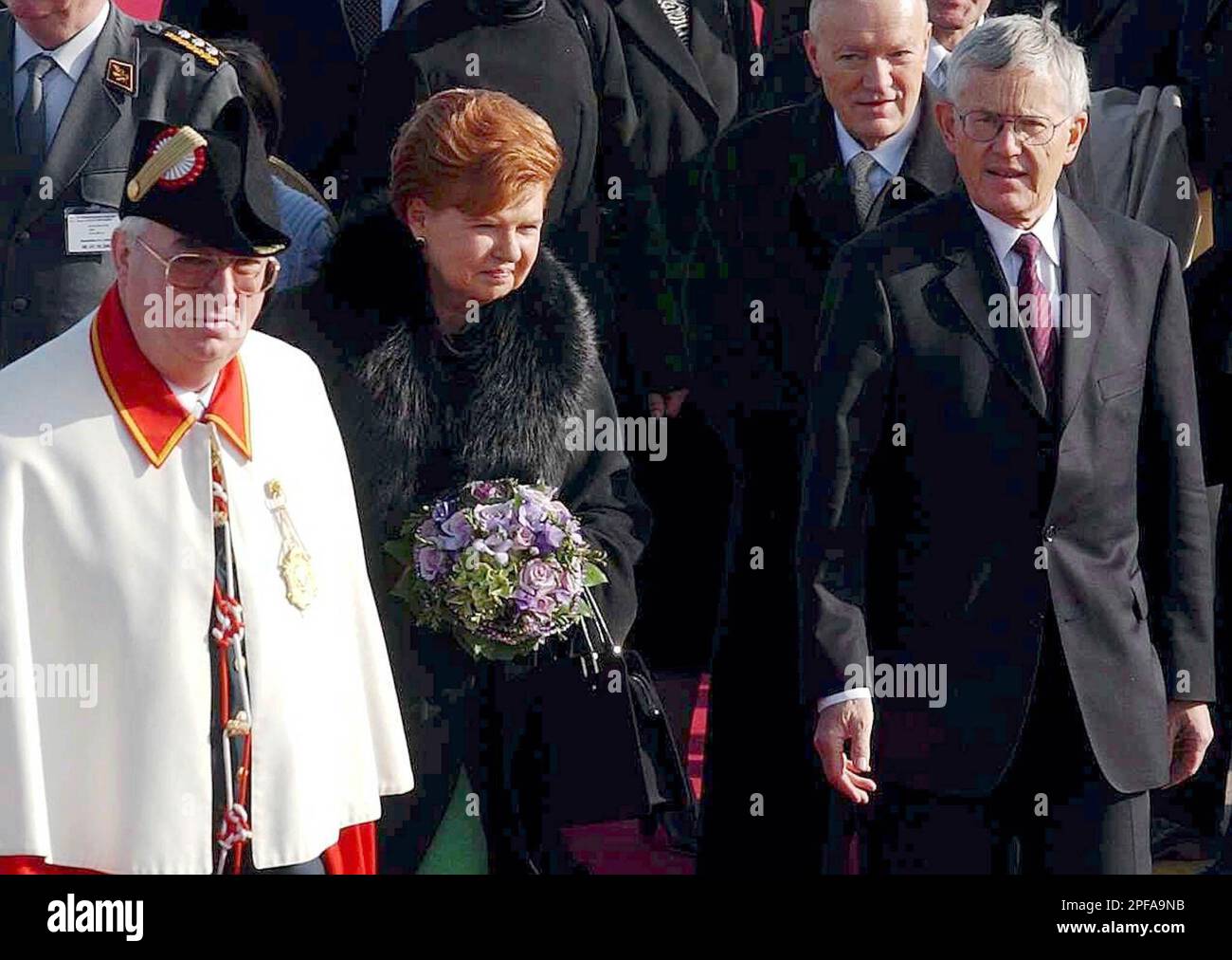Vaira Vike-Freiberga, center, President of Latvia, together with her ...