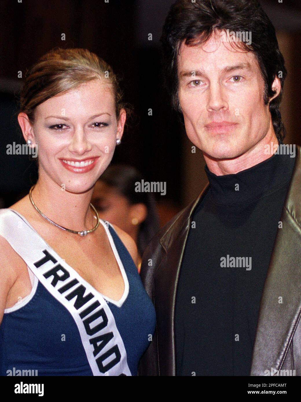 Miss Trinidad and Tobago Heidi Rostant poses with actor Ronn Moss from ...