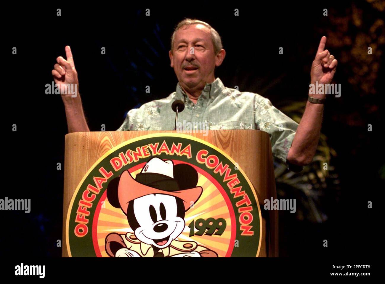 Roy Edward Disney, the nephew of Walt Disney, chats to members of the ...