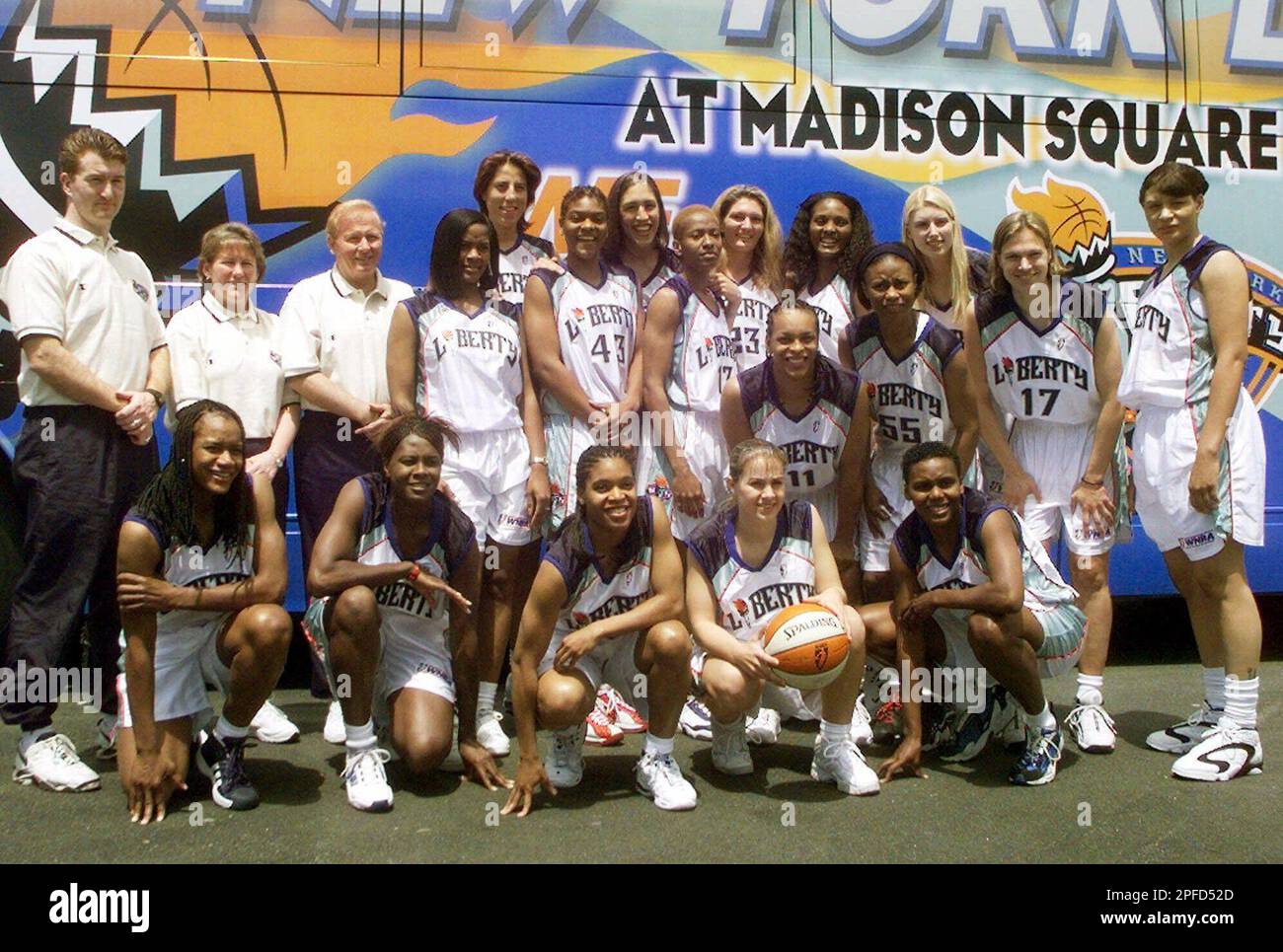 The 1999 New York Liberty pose for a team photo during 'Media Day ...