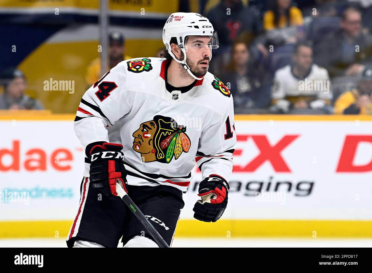 Chicago Blackhawks left wing Boris Katchouk (14) plays against the ...