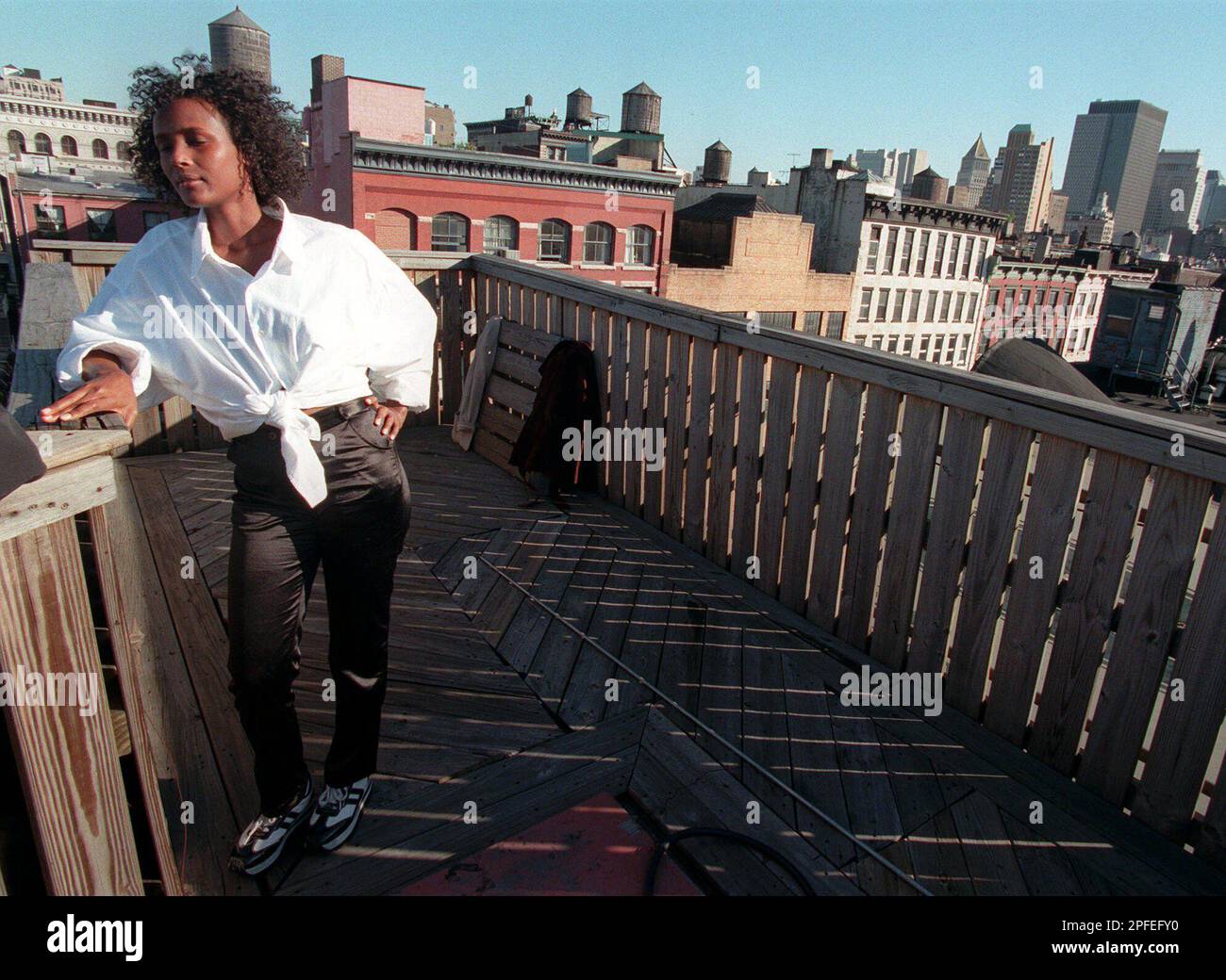 Model Waris Dirie pauses while recalling her life as a child in Somalia ...