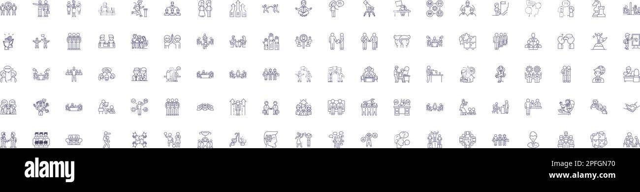 Gesellschaft Menschen Linien Symbole Zeichen gesetzt. Design-Sammlung ...