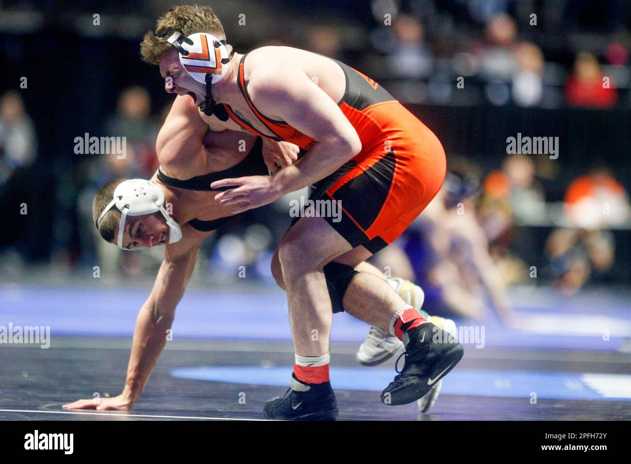 Oklahoma State's Kaden Gfeller yells while wrestling Virginia Tech's ...