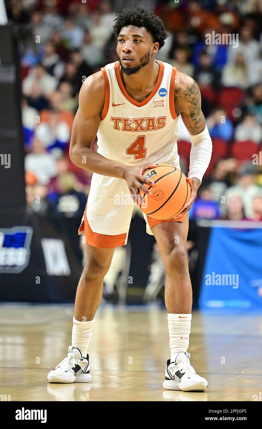 DES MOINES, IA - MARCH 16: Texas Longhorns guard Tyrese Hunter (4) as ...
