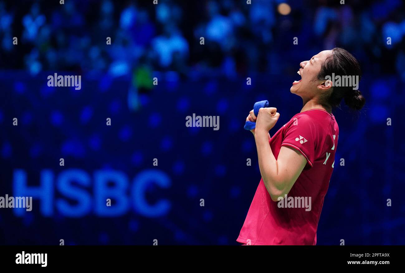 Korea's an SE Young in Aktion gegen Taipeis Tai Tzu Ying (nicht ...