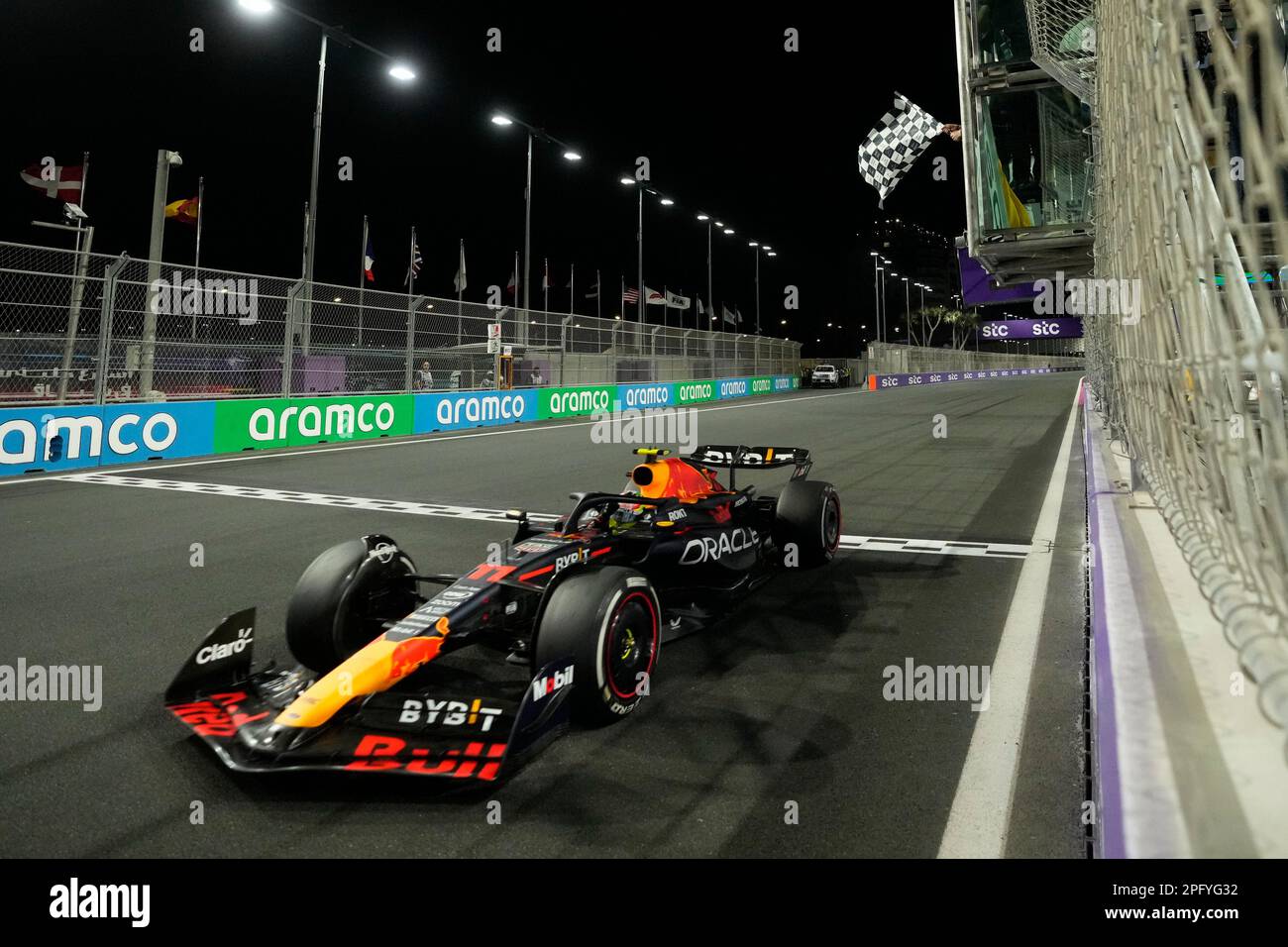 Red Bull driver Sergio Perez of Mexico wins the Saudi Arabia Formula ...