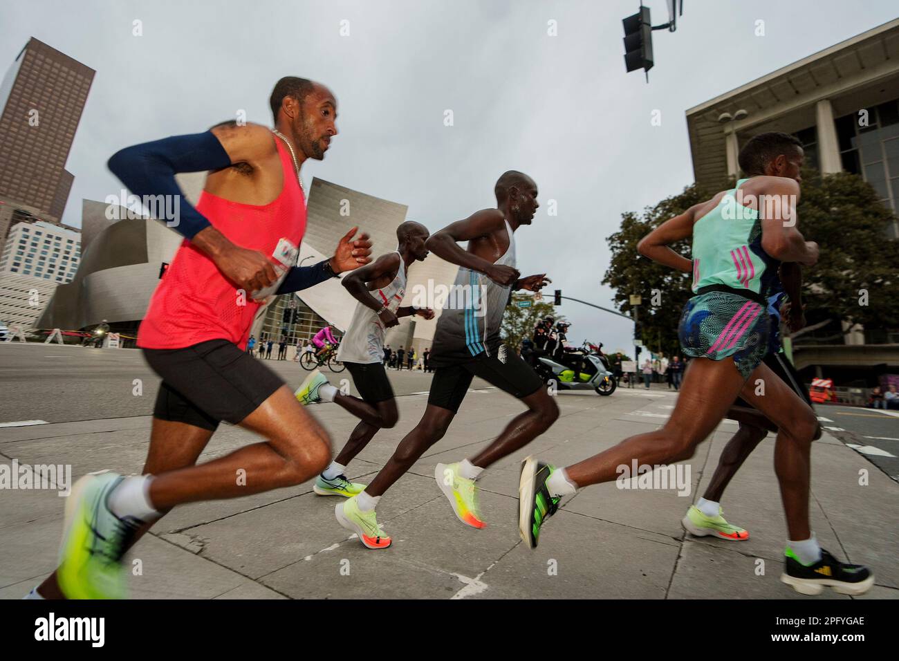 Marathon runner Jemal Yimer of Ethiopia, far left, the winnner of the ...