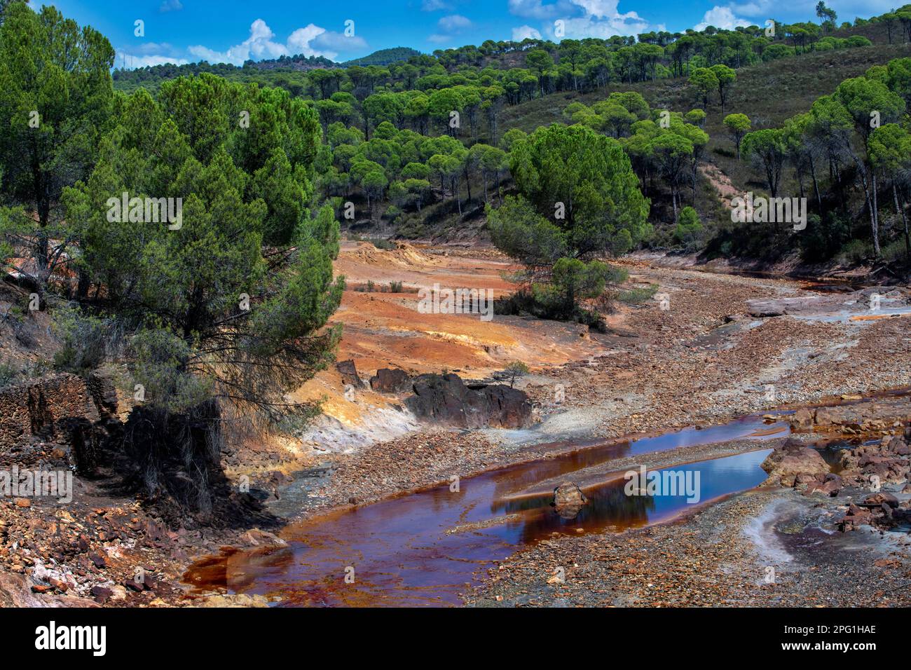 Blutrote Mineral-beladenes Wasser Rio Tinto Fluss Minas de Riotinto ...