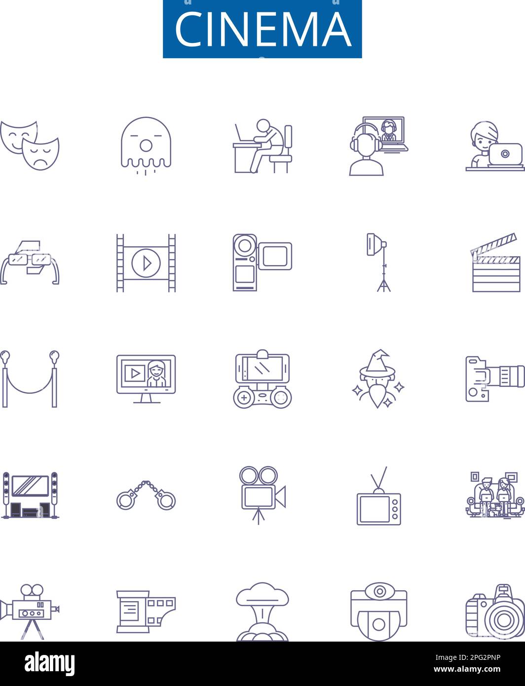 Cinema Line Symbole Zeichen eingestellt. Design-Sammlung von Film ...
