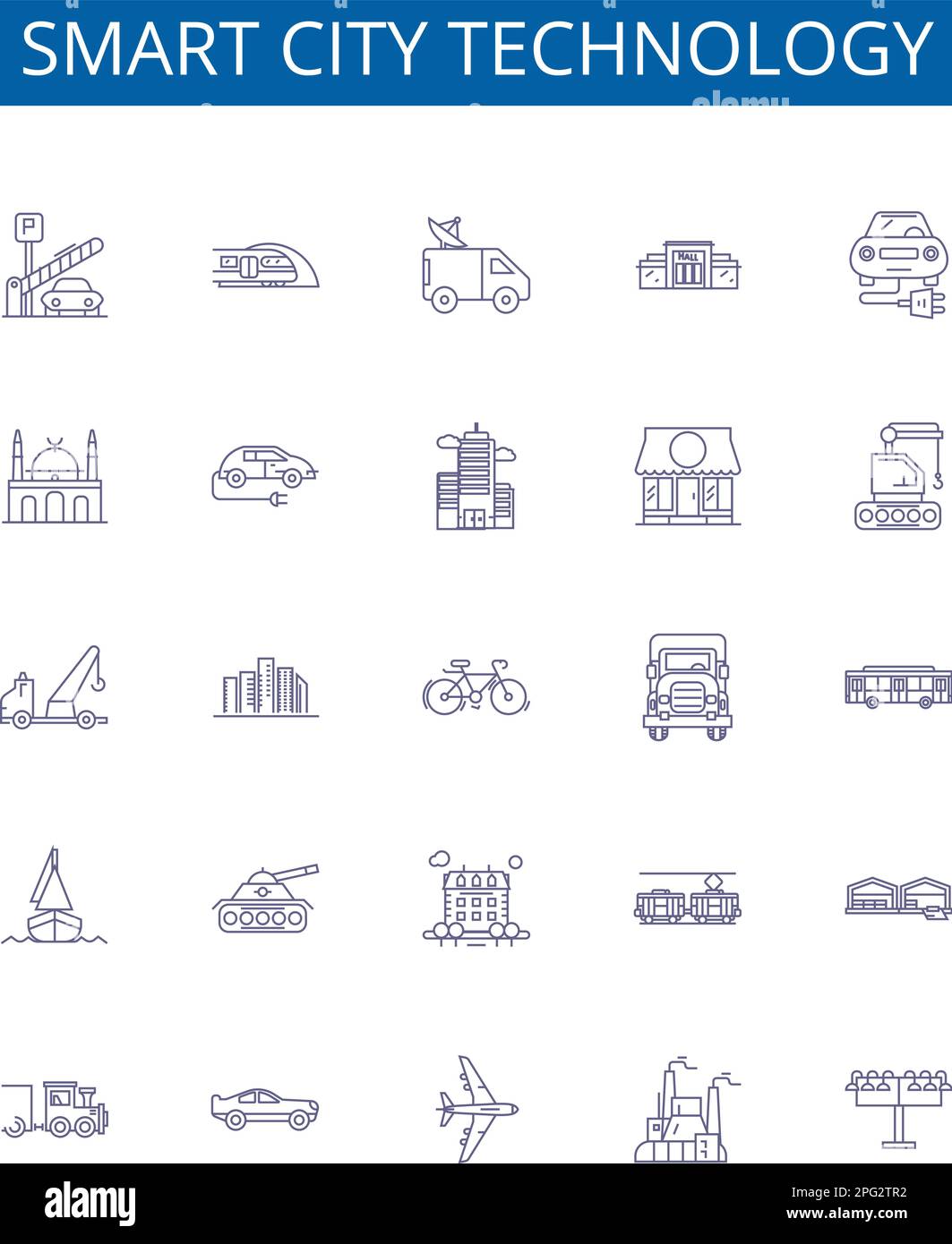 Smart City Technology Line Symbole Zeichen gesetzt. Designkollektion ...