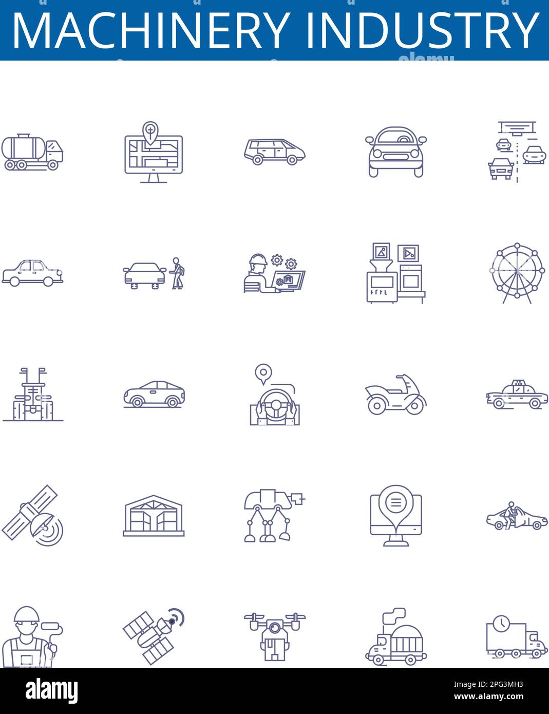 Symbolzeichen für die Maschinenindustrie. Design-Sammlung von Maschinen ...