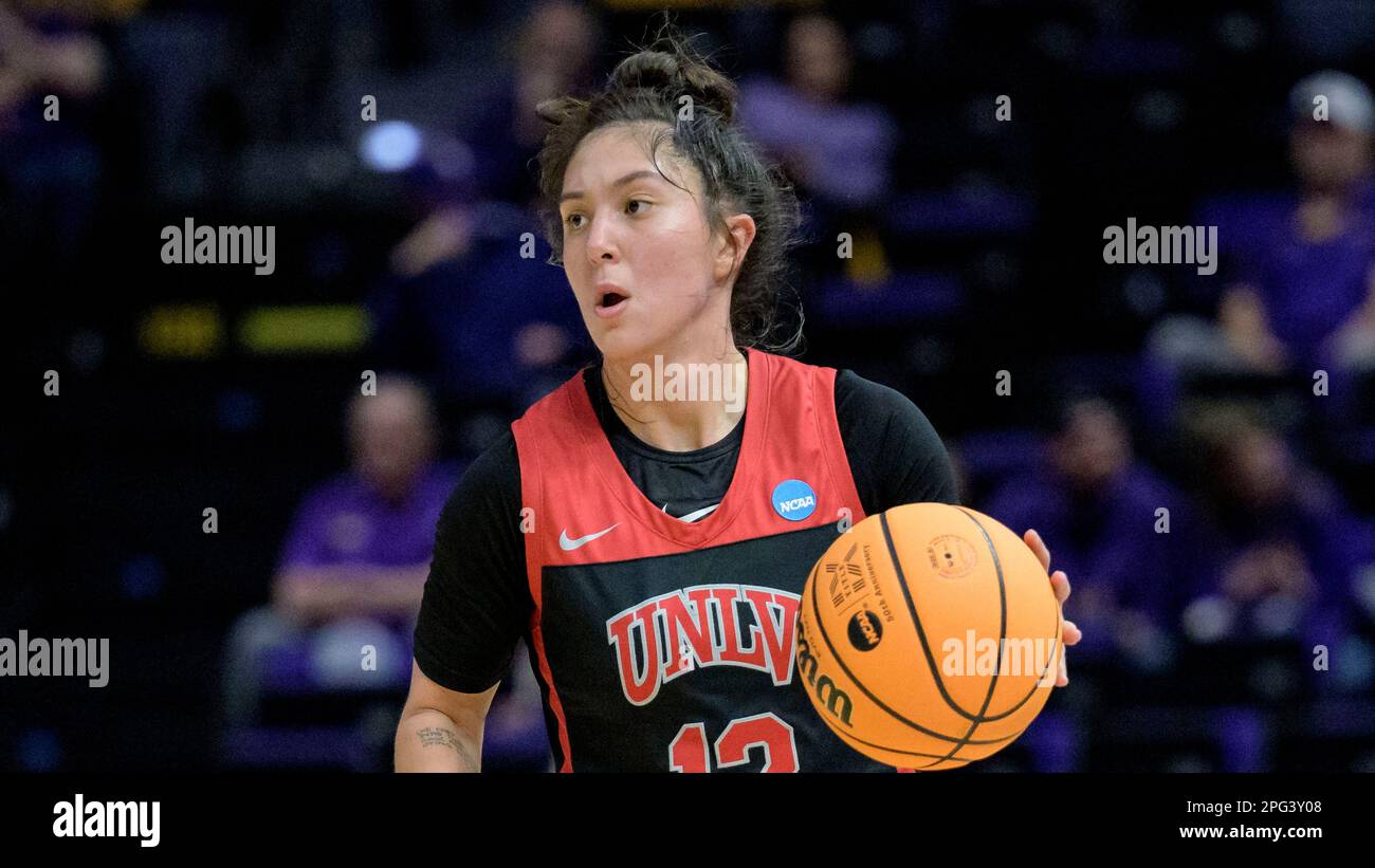 UNLV guard Alyssa Durazo-Frescas (12) dribbles during a first-round ...
