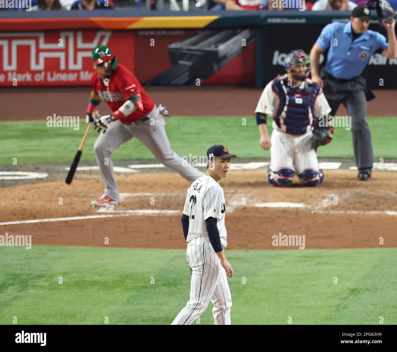 Isaac Paredes of Mexico singles on a sharp ground ball to left fielder ...