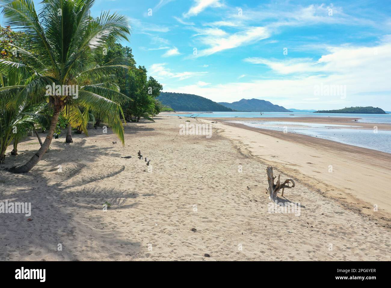 Idyllischer Sandstrand in Coron auf den Philippinen, dicht überwuchert ...