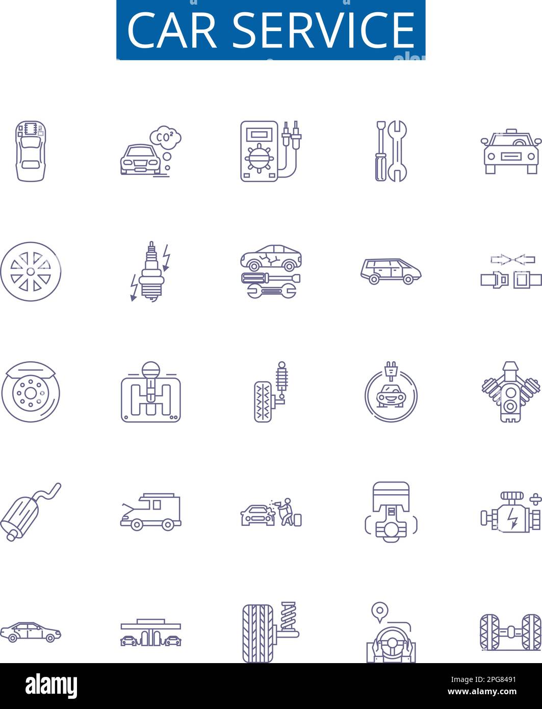 Fahrzeugwartungslinie Symbole Zeichen gesetzt. Design-Sammlung von ...