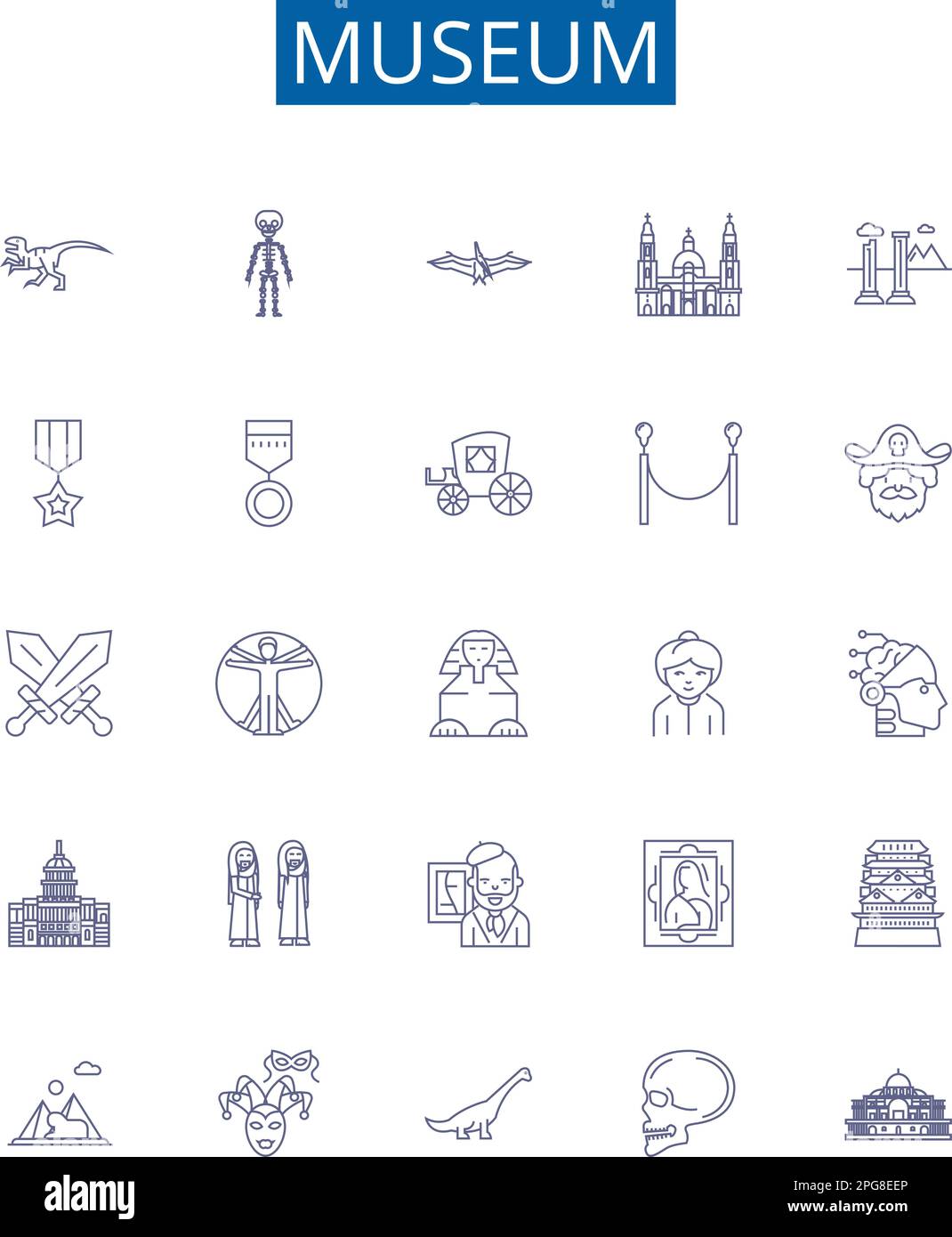 Die Symbolschilder der Museumslinie sind eingerichtet. Design-Sammlung ...