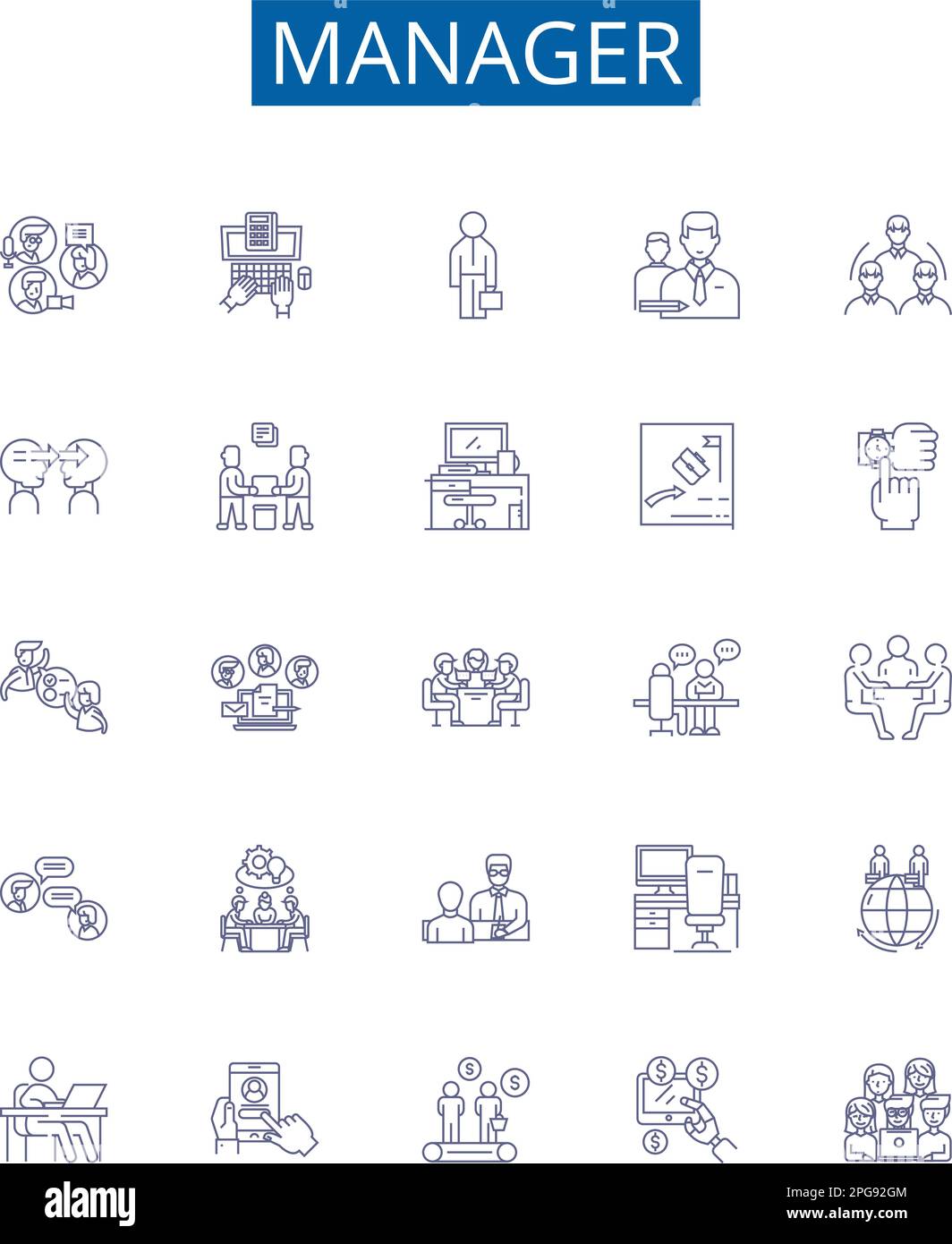 Symbole für Manager-Zeile sind eingerichtet. Design-Sammlung von ...