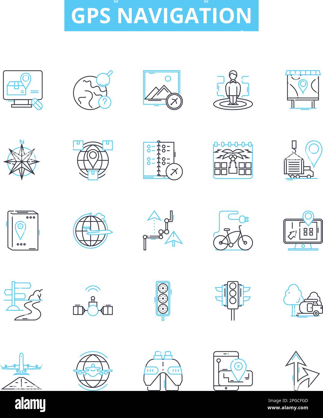 Symbole für GPS-Navigationsvektorlinien eingestellt. GPS, Navigation ...