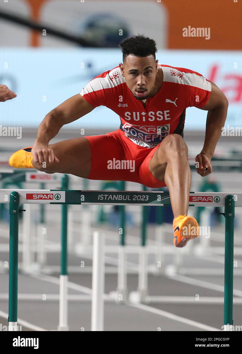 Jason JOSEPH aus der Schweiz 60m Hurdles Men Heat während der European ...