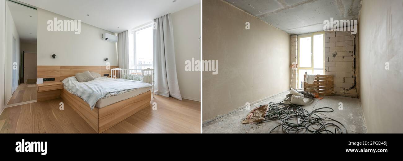 Vergleich der frisch renovierten Wohnung mit Marmorboden, Altbau mit ... Vergleich der frisch renovierten Wohnung mit Marmorboden, Altbau mit ...