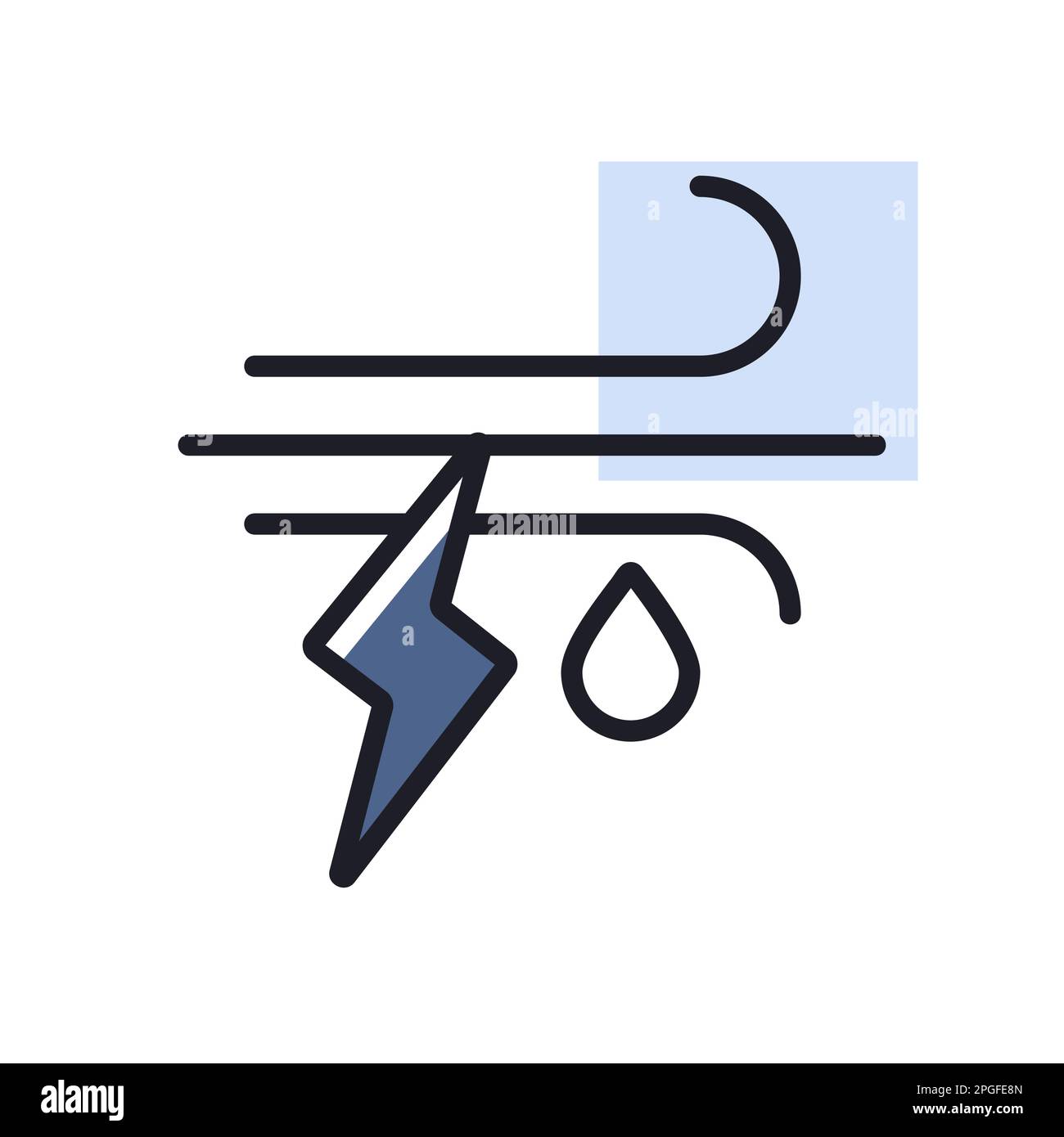 Vektorsymbol „Wind Regen Blitz“. Meteorologie Zeichen. Graph Symbol für ...