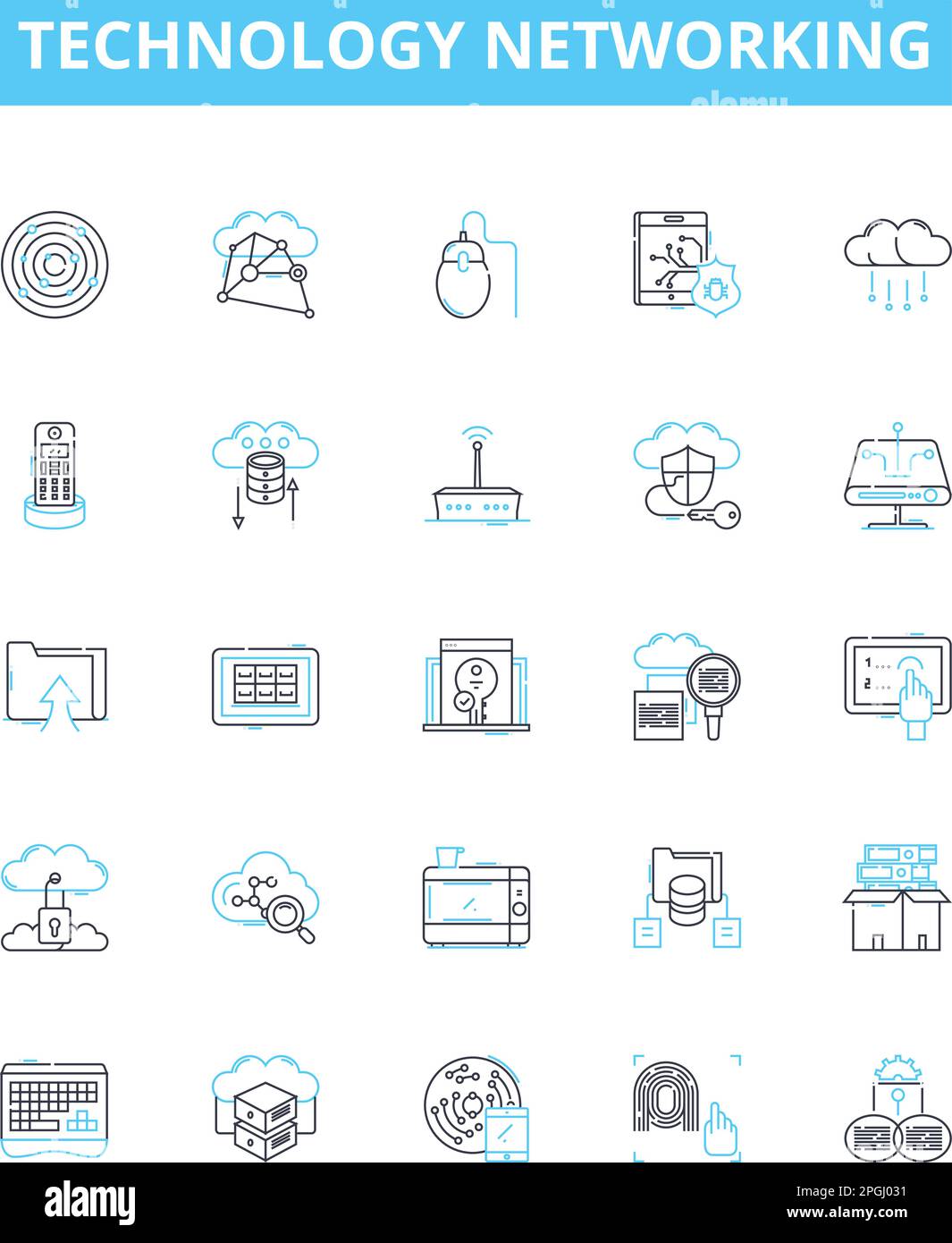 Technologie Netzwerk Vektorlinien-Symbole gesetzt. Netzwerk ...