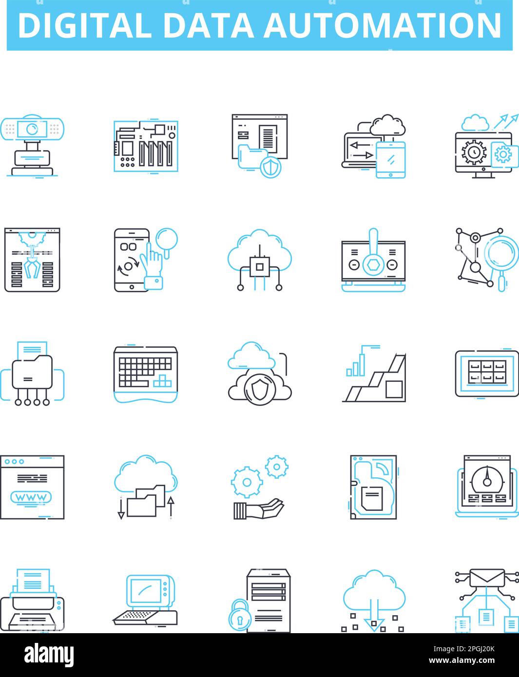 Symbole für Vektorlinien der digitalen Datenautomatisierung eingestellt ...