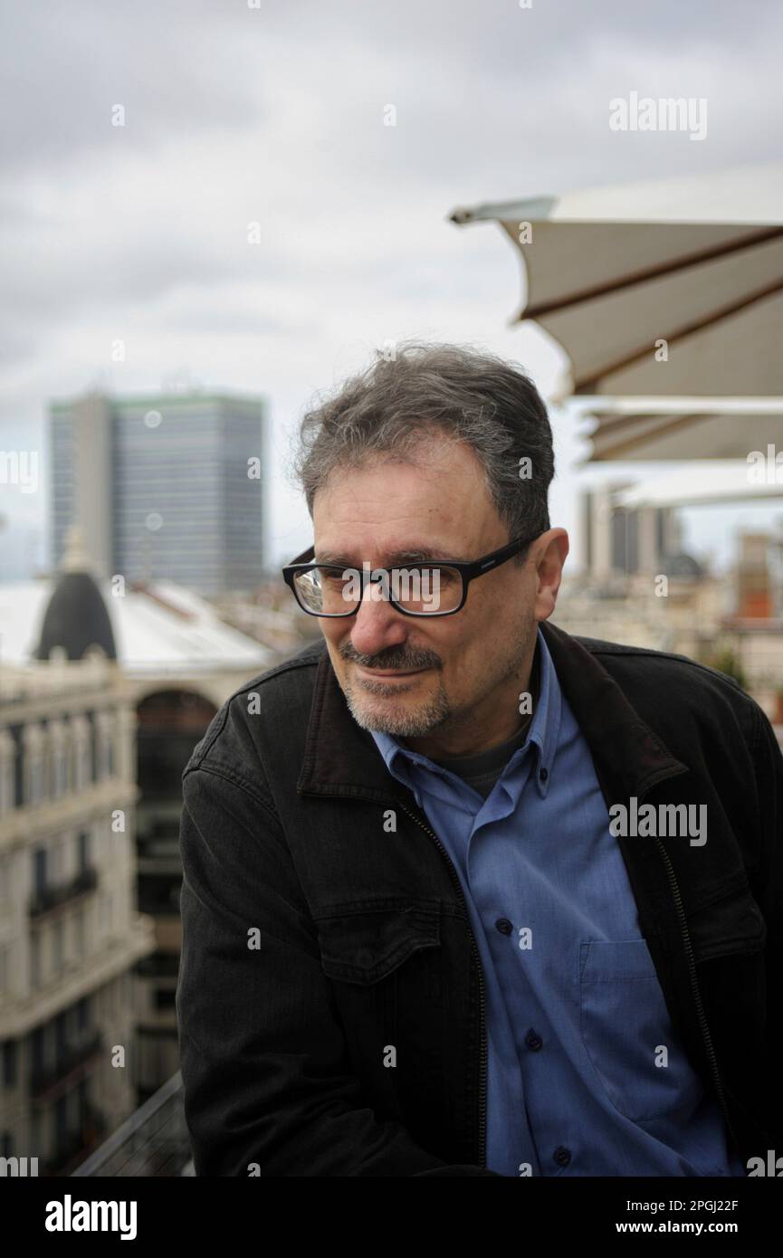 The writer Albert Sánchez poses during the presentation of his novel ...