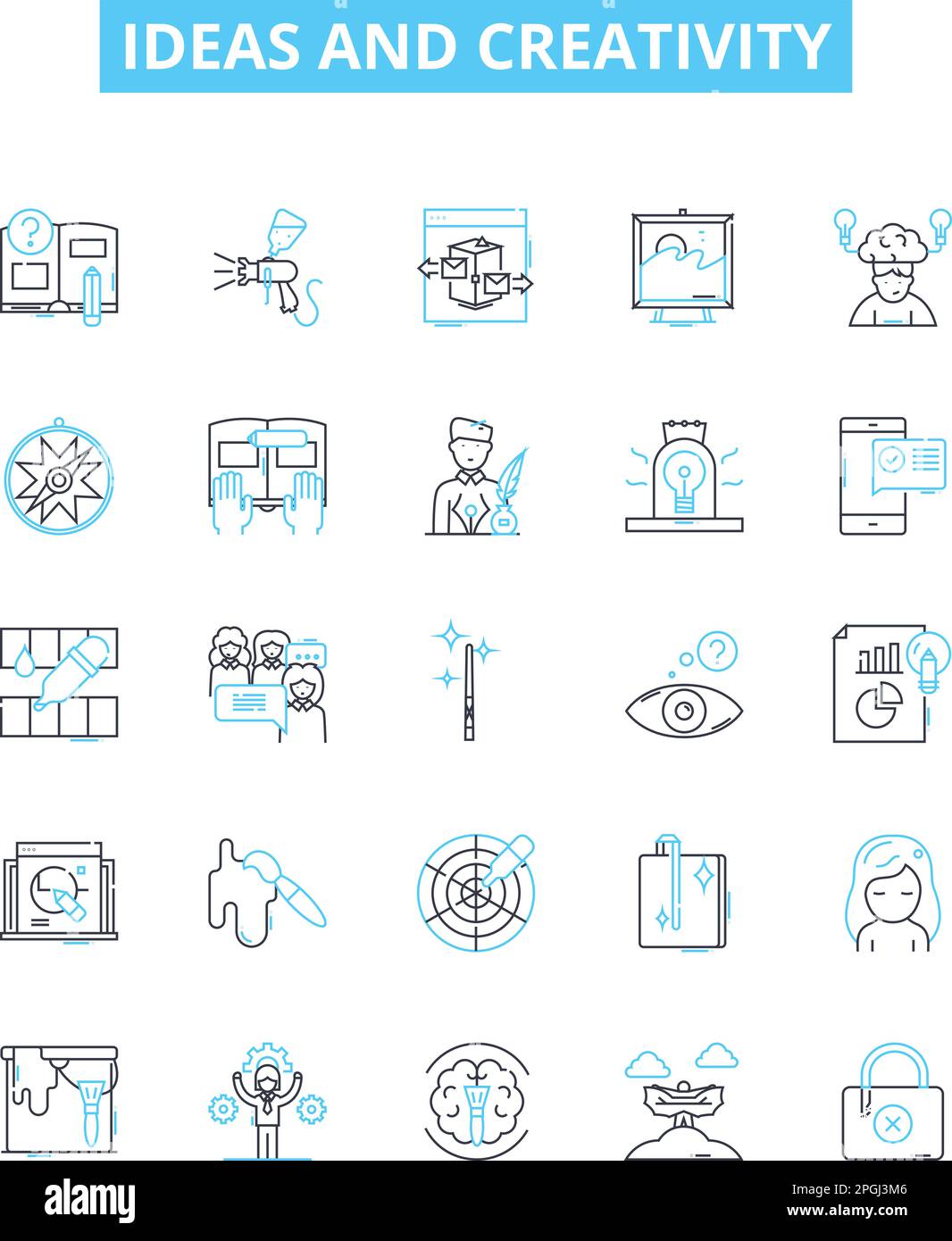 Symbole für Vektorlinien für Ideen und Kreativität. Ideen, Kreativität ...