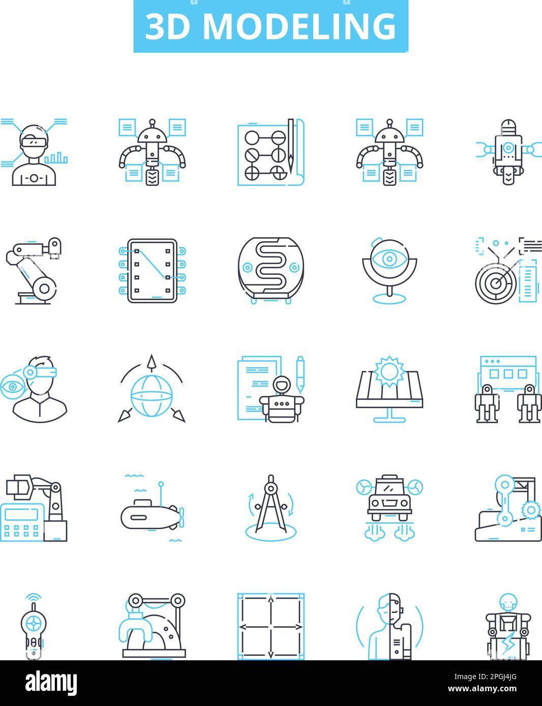 symbole für 3D-Modellierungsvektorlinien festgelegt. 3D, Modellierung ...