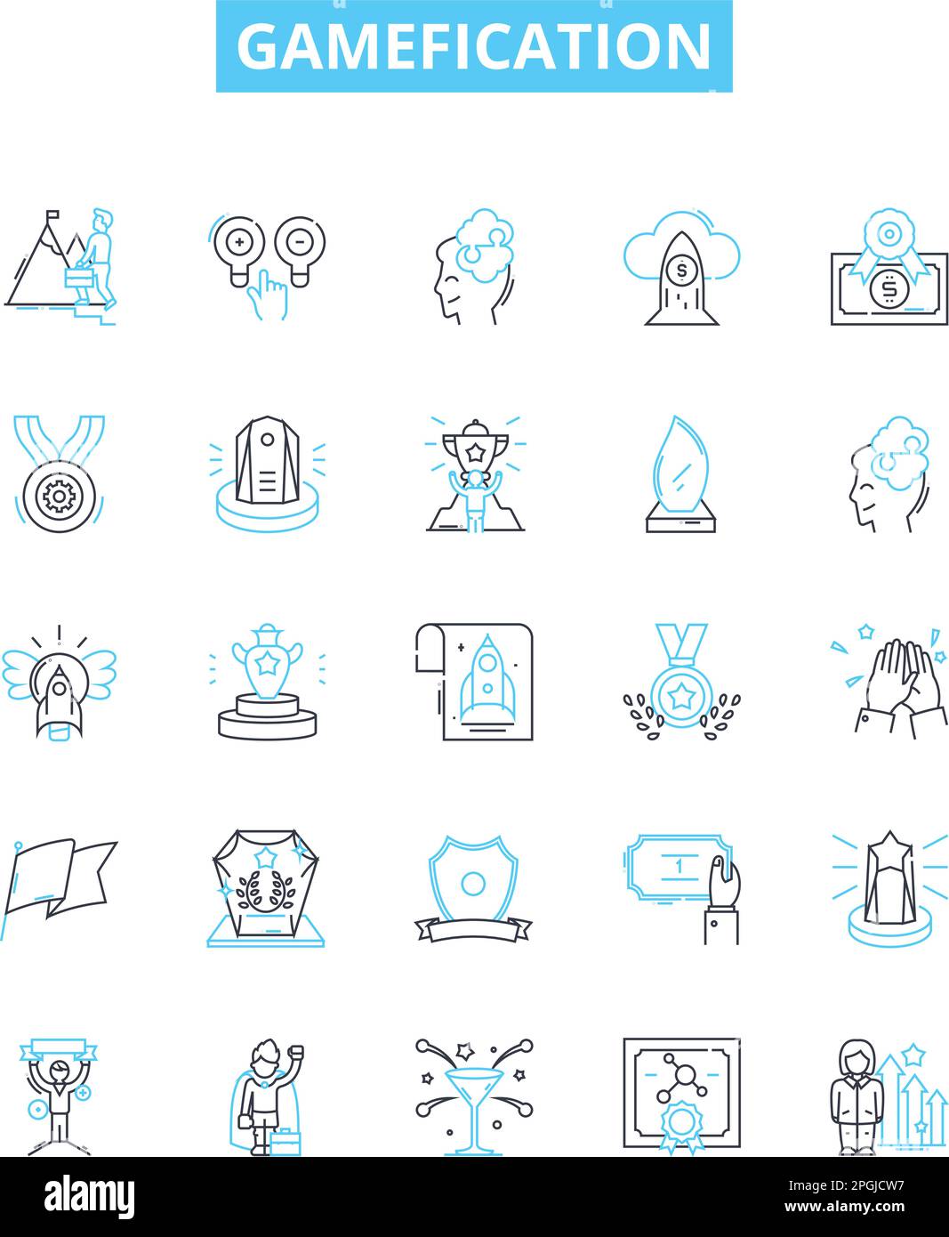 Symbole für Gamefication Vector line (Gamefiktionsvektorlinie ...