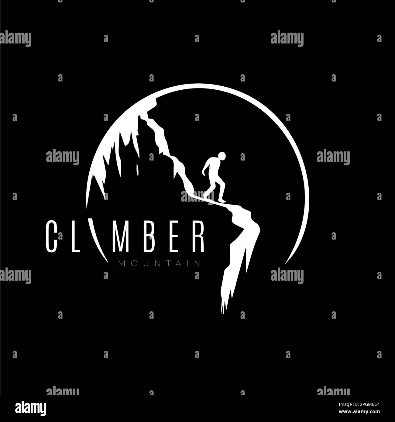 Kletterfigur auf Logo-Vorlage für Bergsilhouette, Klettersymbol ...