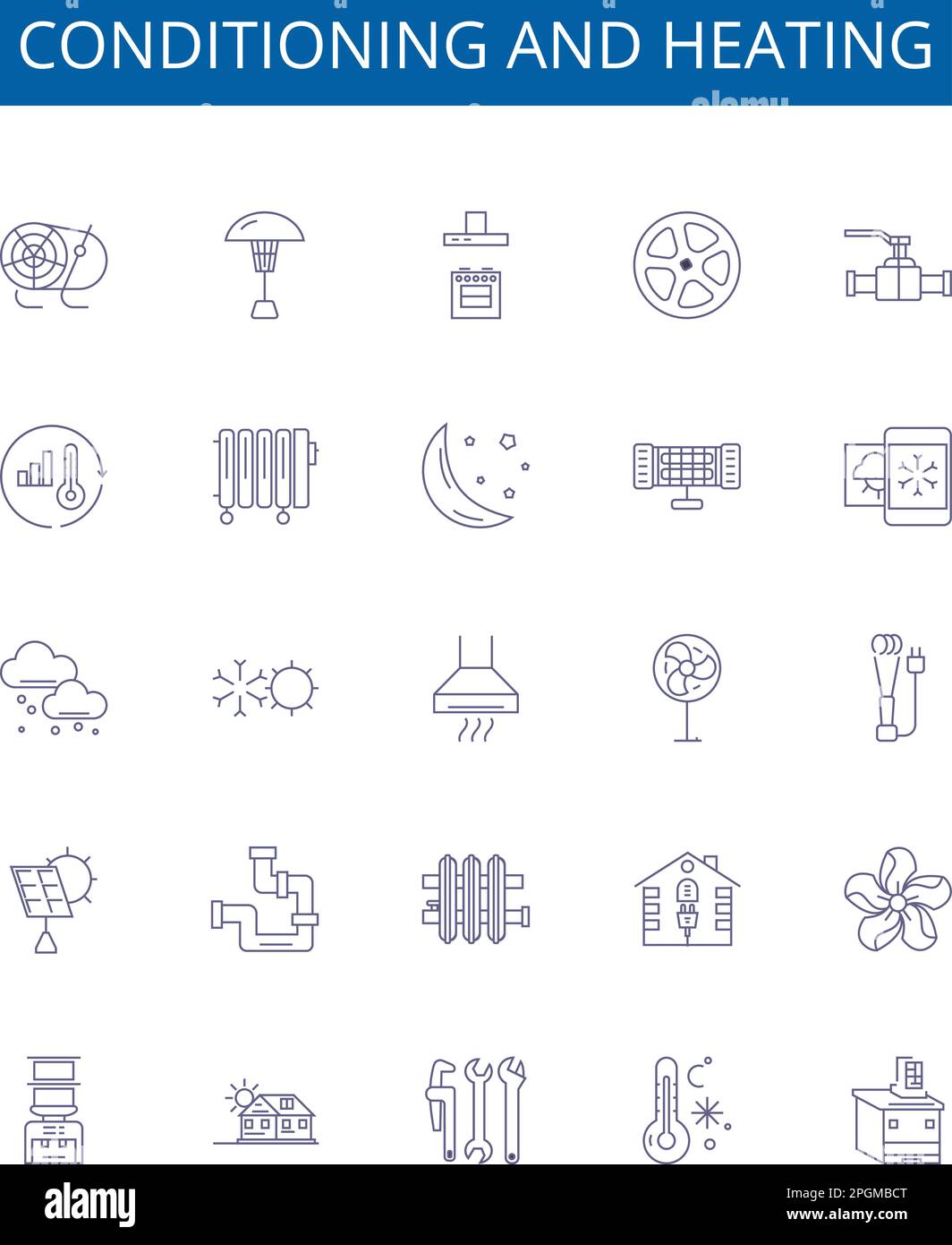 Symbole für Konditionierungs- und Heizungsleitungen eingestellt. Design ... Symbole für Konditionierungs- und Heizungsleitungen eingestellt. Design ...