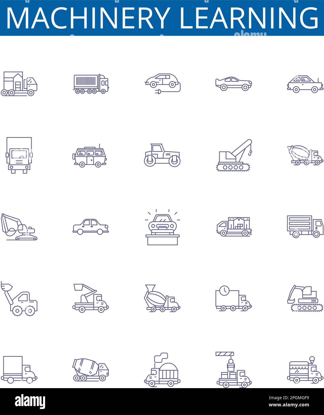 Symbole für Maschinenlernlinie sind eingestellt. Design-Sammlung von ...