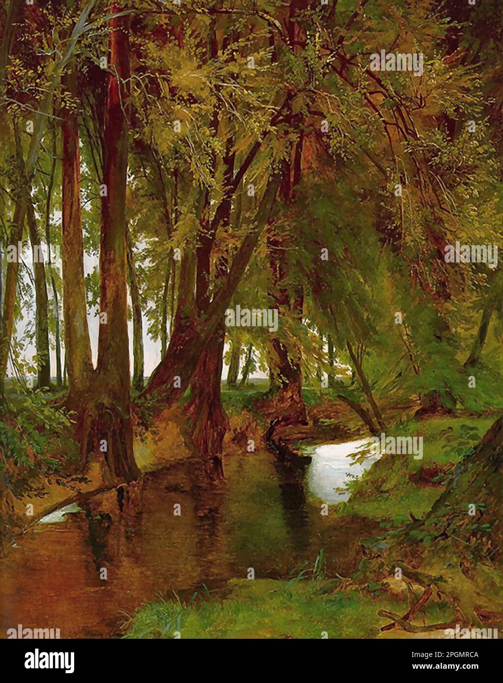 Blechen Carl - Waldland mit Brook - Deutsche Schule - 19. Jahrhundert ...