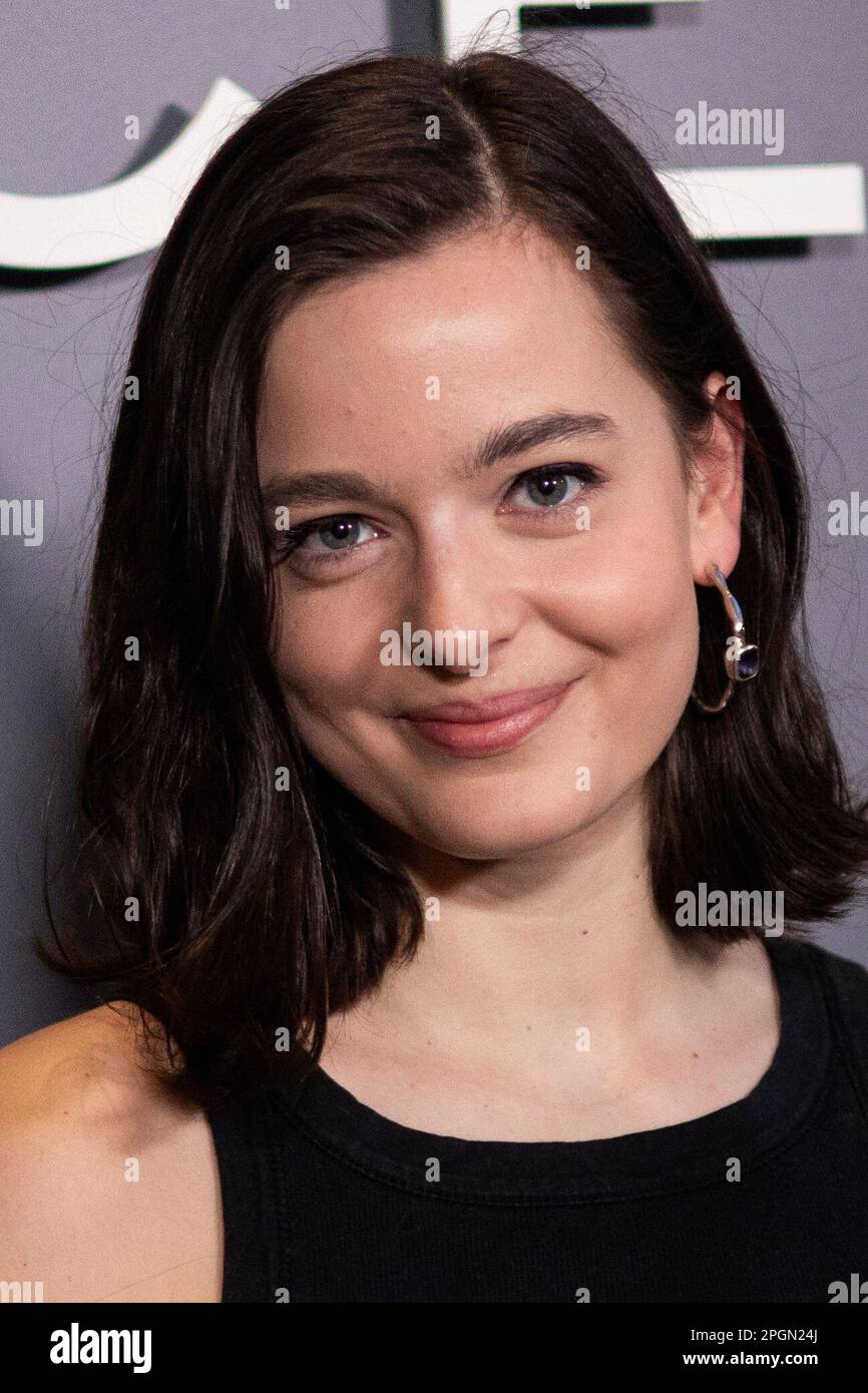 Celine Buckens poses for photographers upon arrival at the premiere of ...